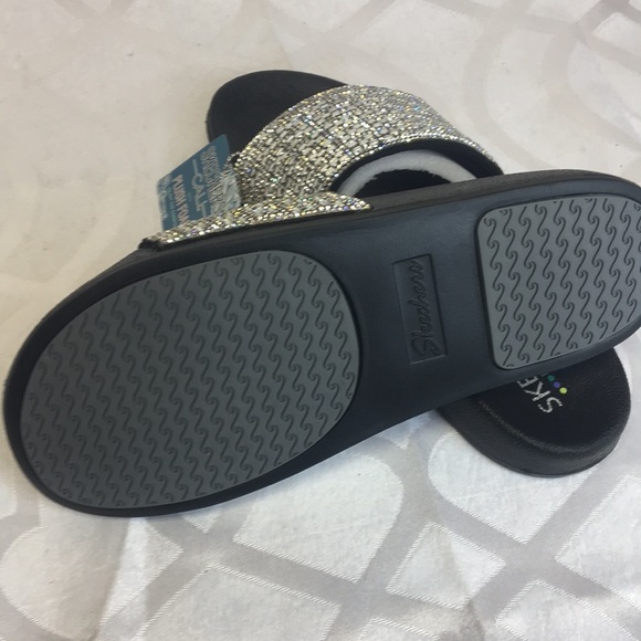 Skechers | Shoes | Skechers Stone Slide Sandal Sparkly Silver | Poshmark